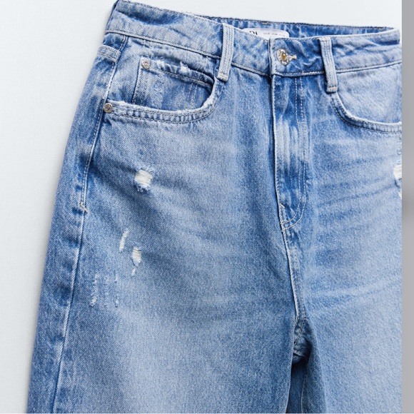 Zara | Jeans | Zara Ripped Mom Jeans Z975 | Poshmark